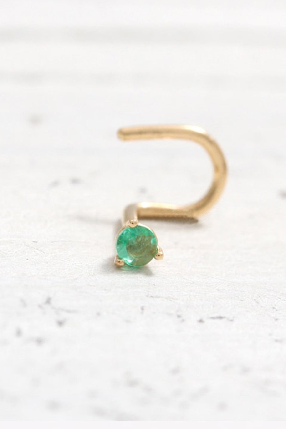 14K 18K Solid Gold Three Prongs Natural Genuine Emerald Nose Stud Nost – ONDAISY