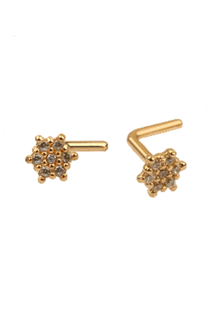 14K Solid Gold 20g Cz Snowflake Nose Stud Piercing – ONDAISY