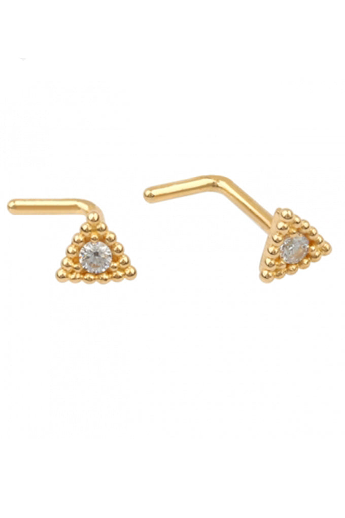 14K Solid Gold 20g Cz Pyramid Triangle Nose Stud Piercing – ONDAISY