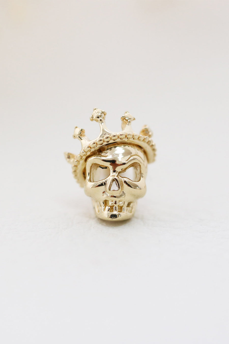 14k gold cartilage helix conch crown skull internally threaded flat ba ...