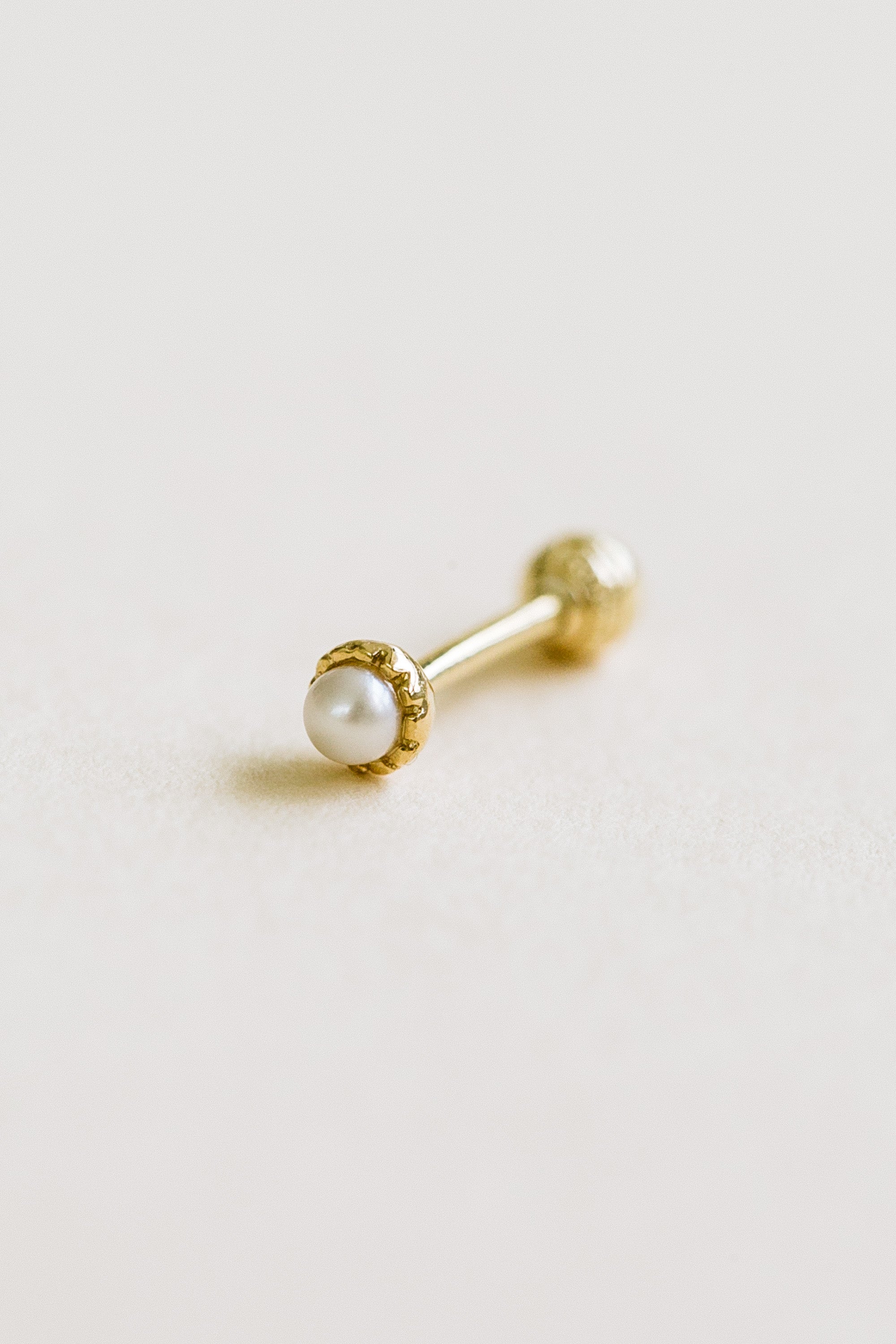 14K 18K Solid Gold Fresh Water Pearl Cartilage Helix Barbell Piercing ...