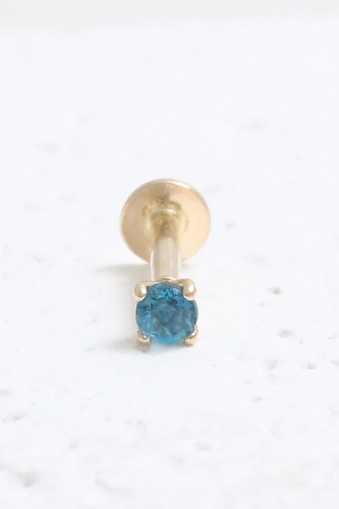 Genuine London Blue Topaz 4 Prongs 14K Solid Gold Ear Tragus, Cartilag ...