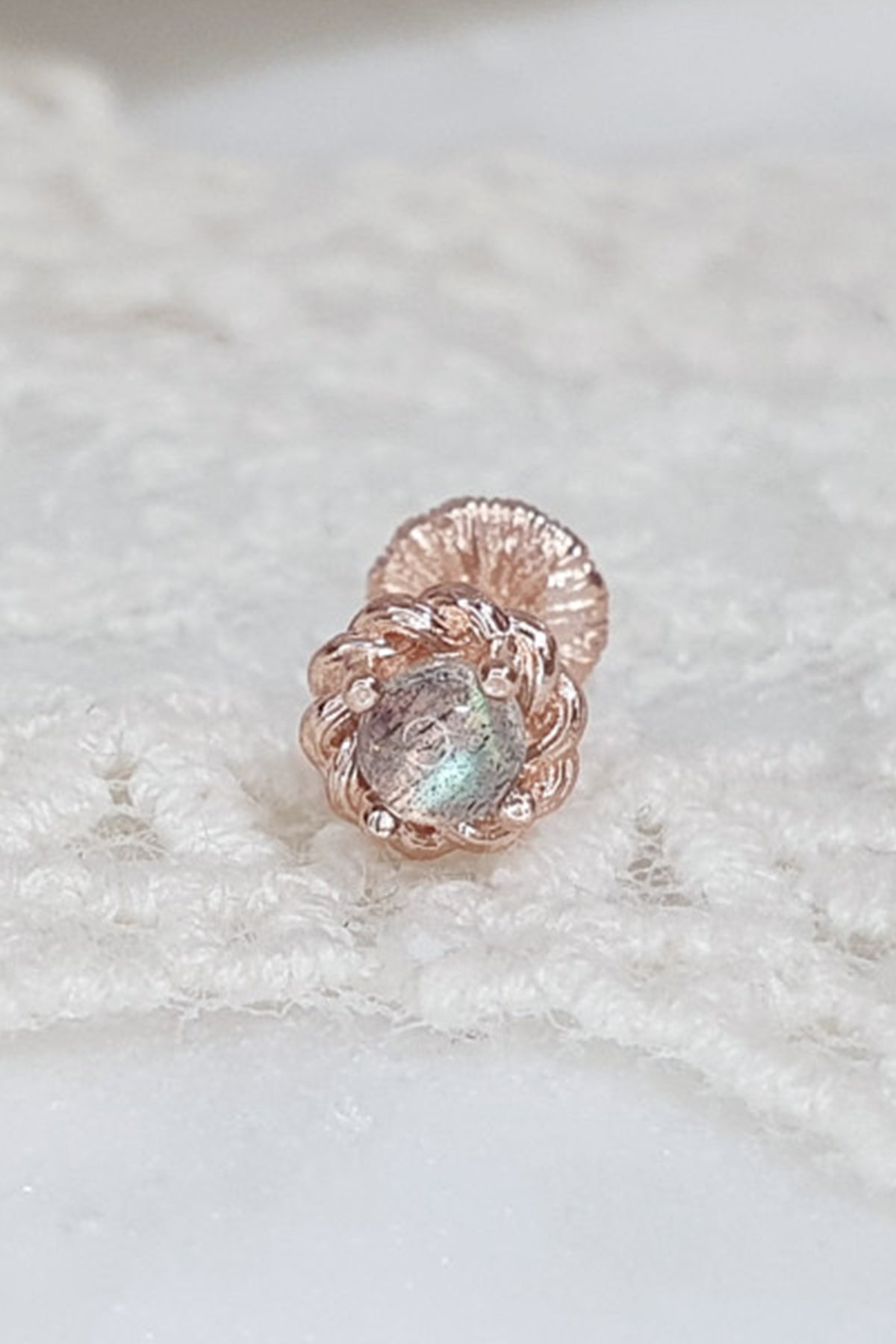 14K 18K Solid Gold Labradorite Flower Helix Cartilage Conch Externally ...