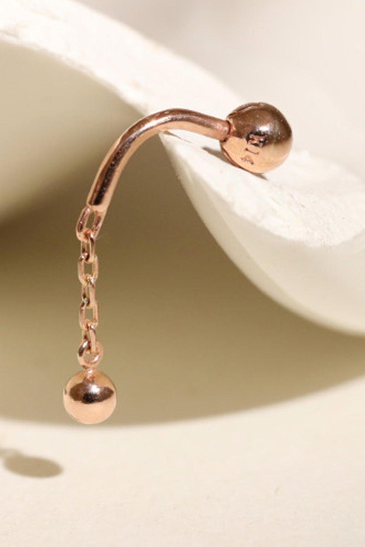 14K 18K Solid Gold Ball Chain Dangle Helix Tragus Cartilage Conch Barb ...