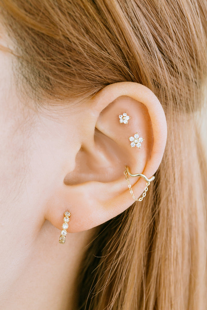 Inner Conch Cartilage Helix Wave Dangling Chain Hoop Ring Piercing Ear ONDAISY